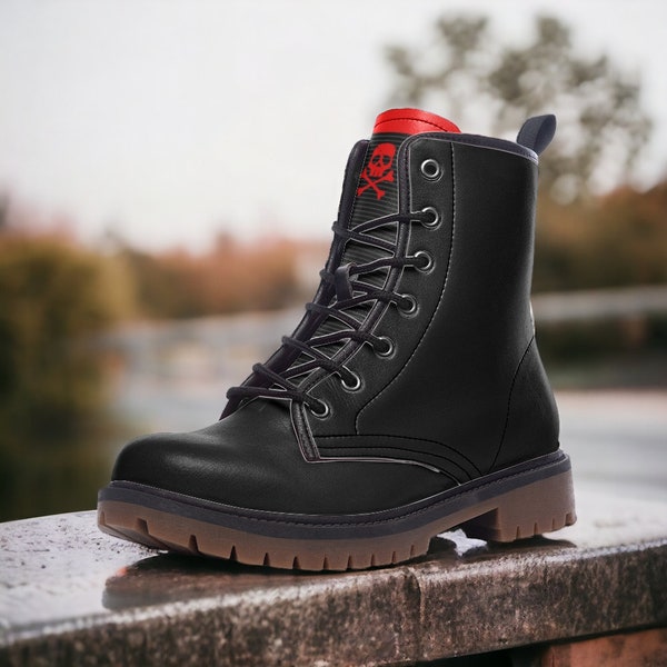 Dark Plum Combat Boots / Gothic, Punk in Unisex Casual Lightweight ...