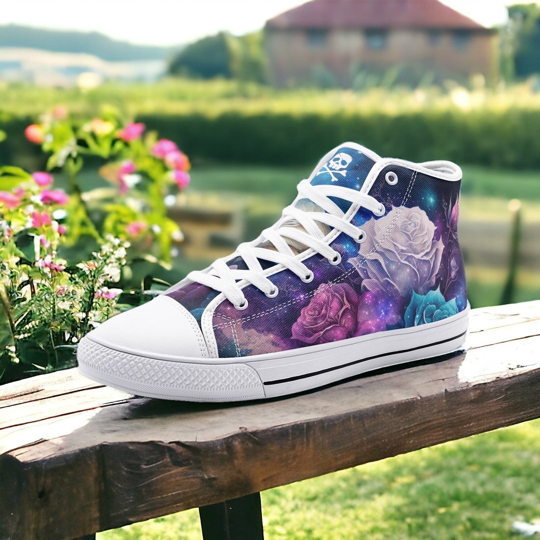 Rose Galaxy / Unisex High Top Canvas Shoes, Goth, Emo, Goblincore ...