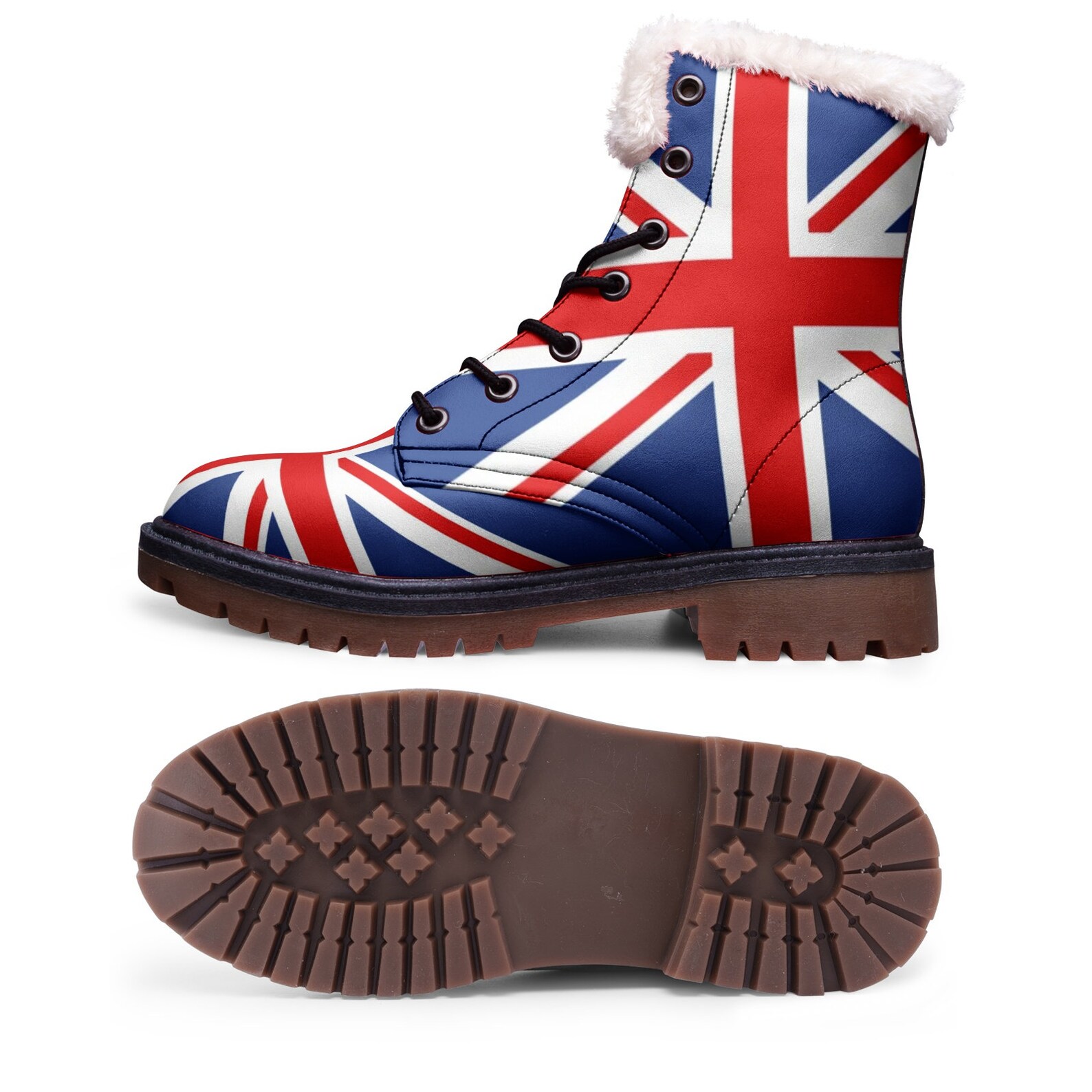 Union Jack - Winter Combat Boots / Unisex Comfortable Microfiber ...