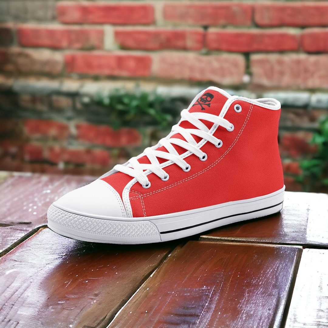 Red / Unisex High Top Canvas Shoes, Goth, Emo, Goblincore, Woodland ...