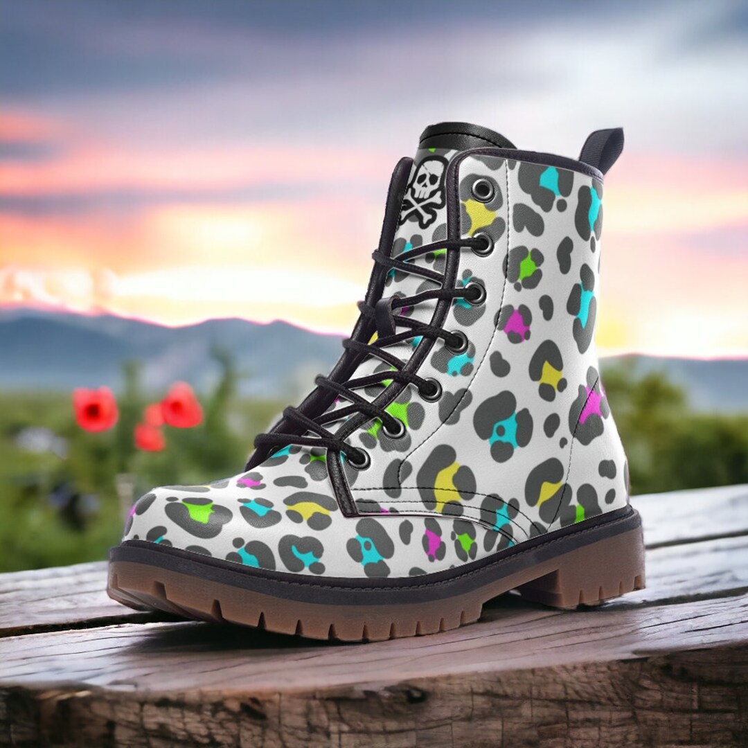 Colorful Leopard Gothic, Punk, Combat Boots in Unisex Casual ...