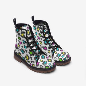 Colorful Leopard Gothic Punk Combat Boots in Unisex Casual - Etsy
