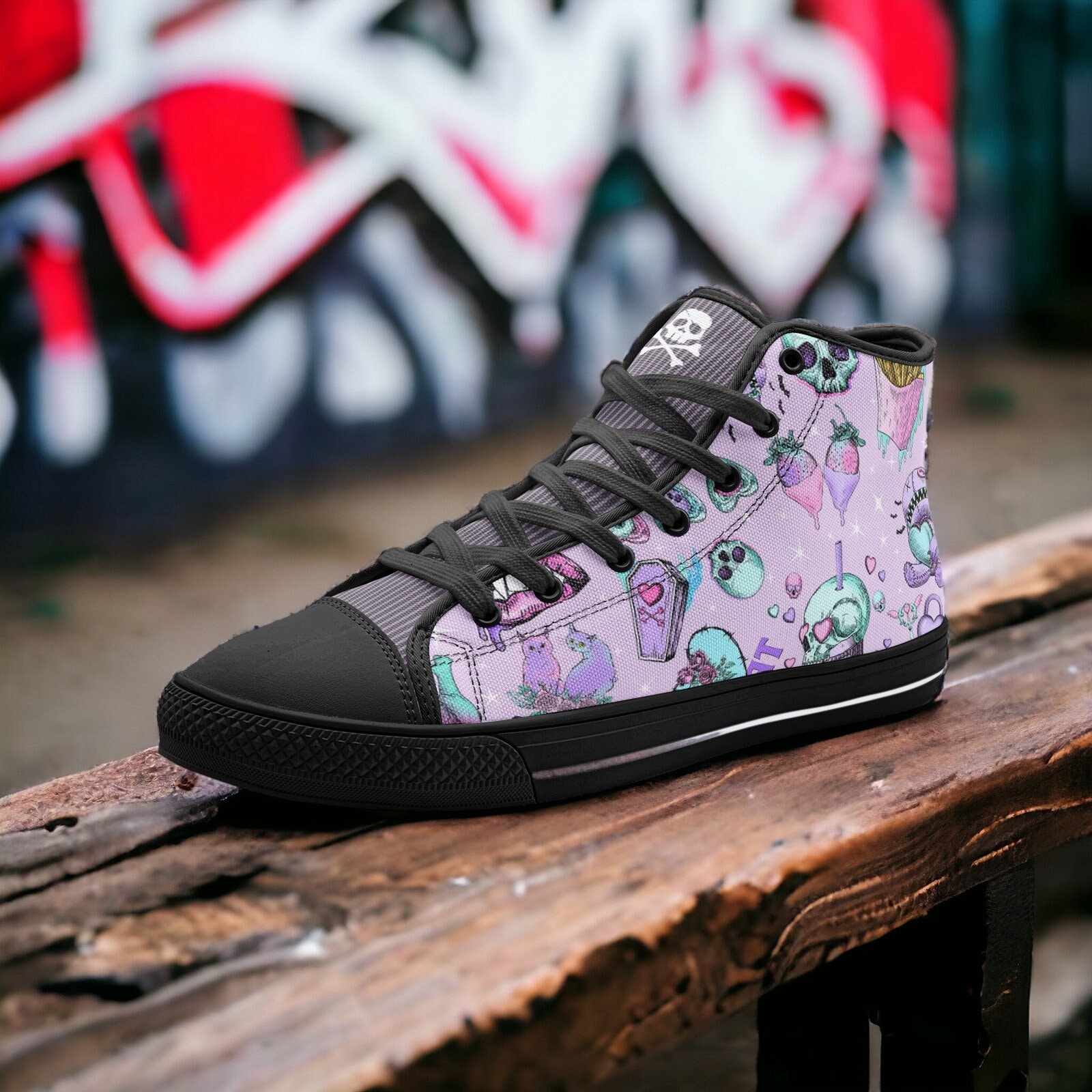 Vintage Valentines / Unisex High Top Canvas Shoes, Goth, Emo ...