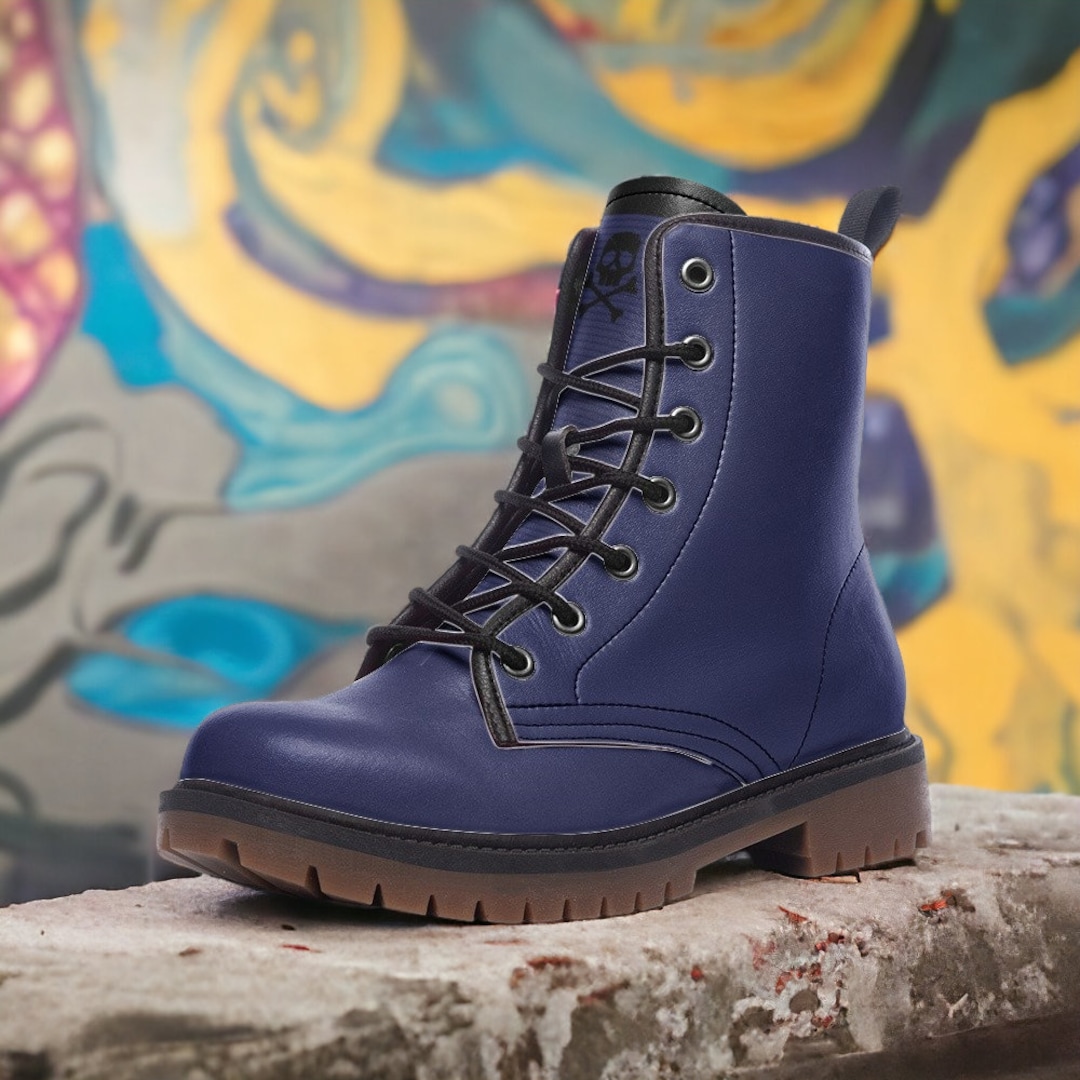 Dark Blue Combat Boots / Gothic, Punk in Unisex Casual Lightweight ...