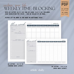 Abidely Weekly Time-blocking Worksheet: Printable PDF Weekly - Etsy