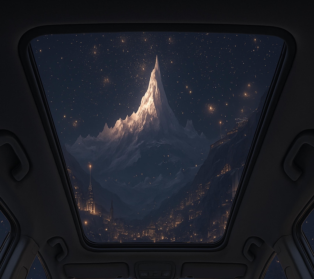 Fantasy Mountain Starlit Sky Digital Sunroof Wrap | Scenic Galaxy Car ...