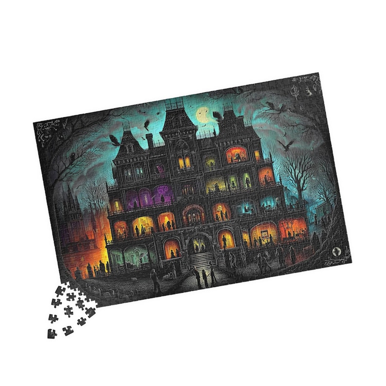 Edgar Allan Poe Gothic Macabre Mansion Puzzle for Adults | Dark Vintage ...