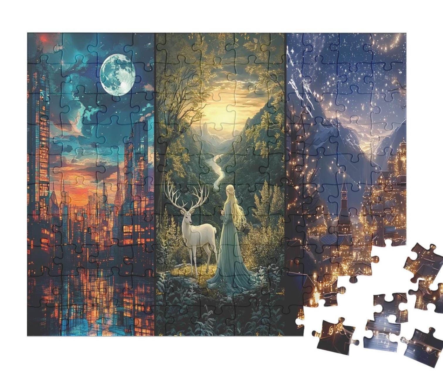 Acotar Maasverse Puzzle of Velaris, Terrasen, and Lunathion, Throne of ...