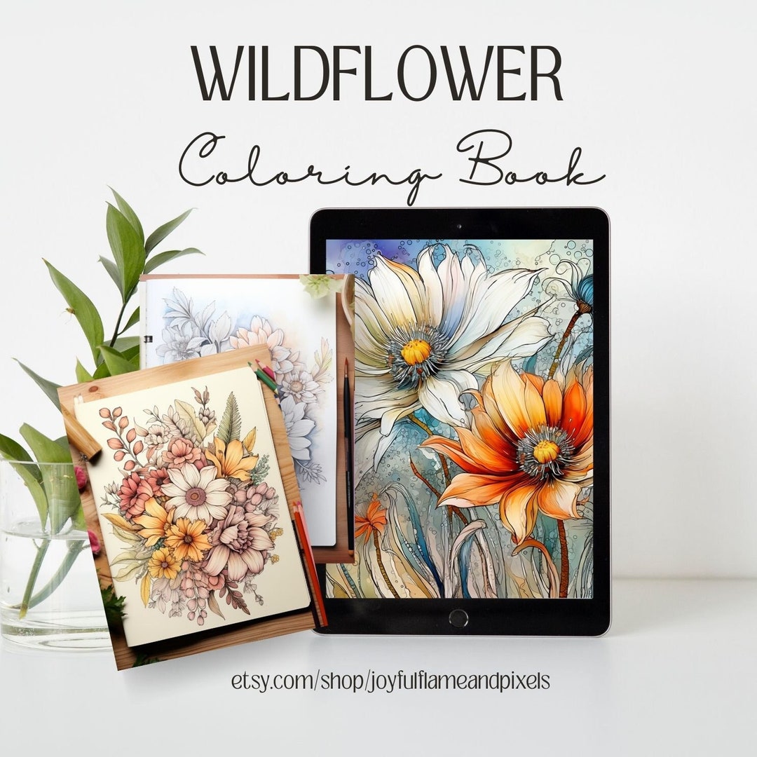 Wildflower Coloring Pages: Floral Designs for Adults (printable PDF) - Etsy