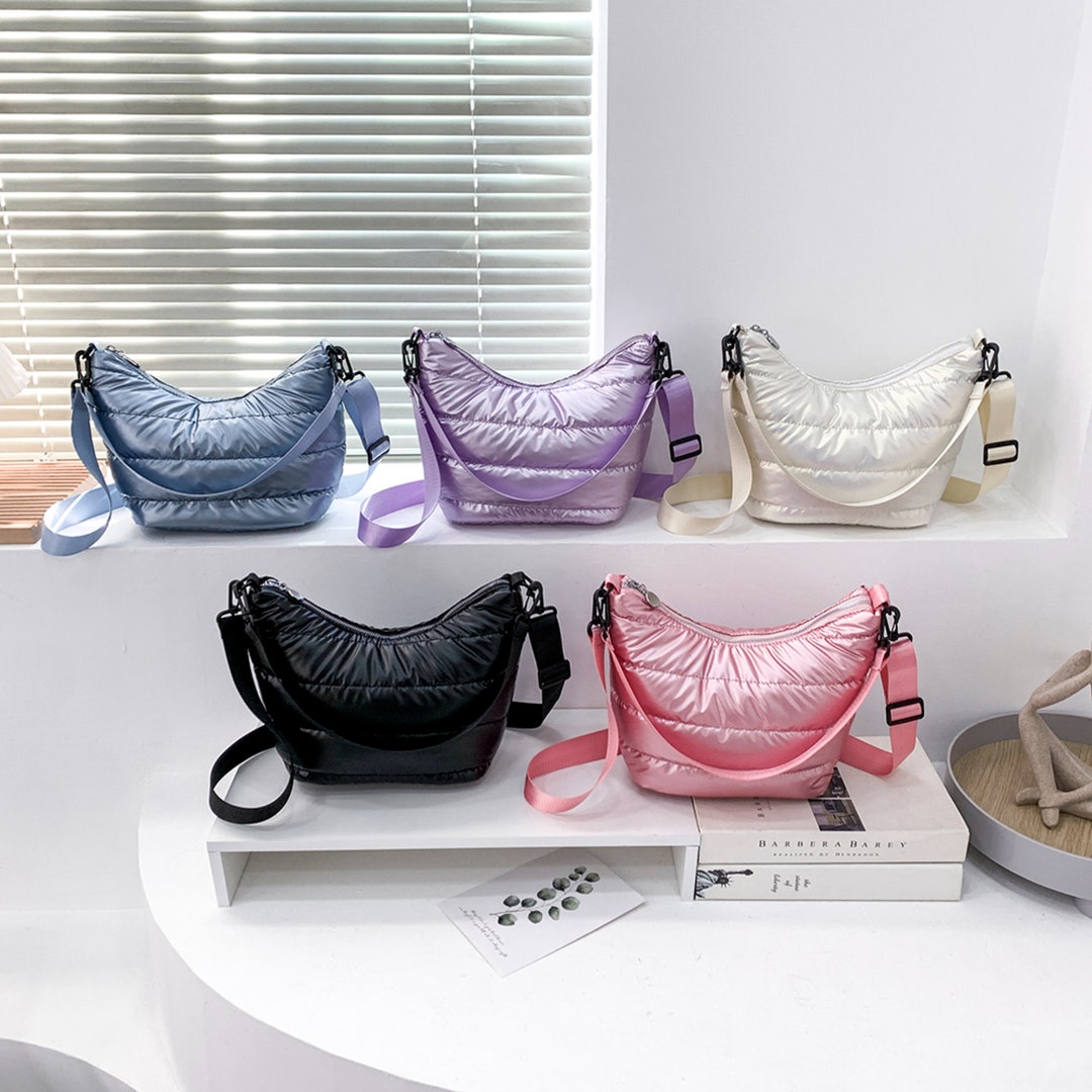 Small Puffer Shoulder Bag, Women's Fashion Feather Single Crossbody ...