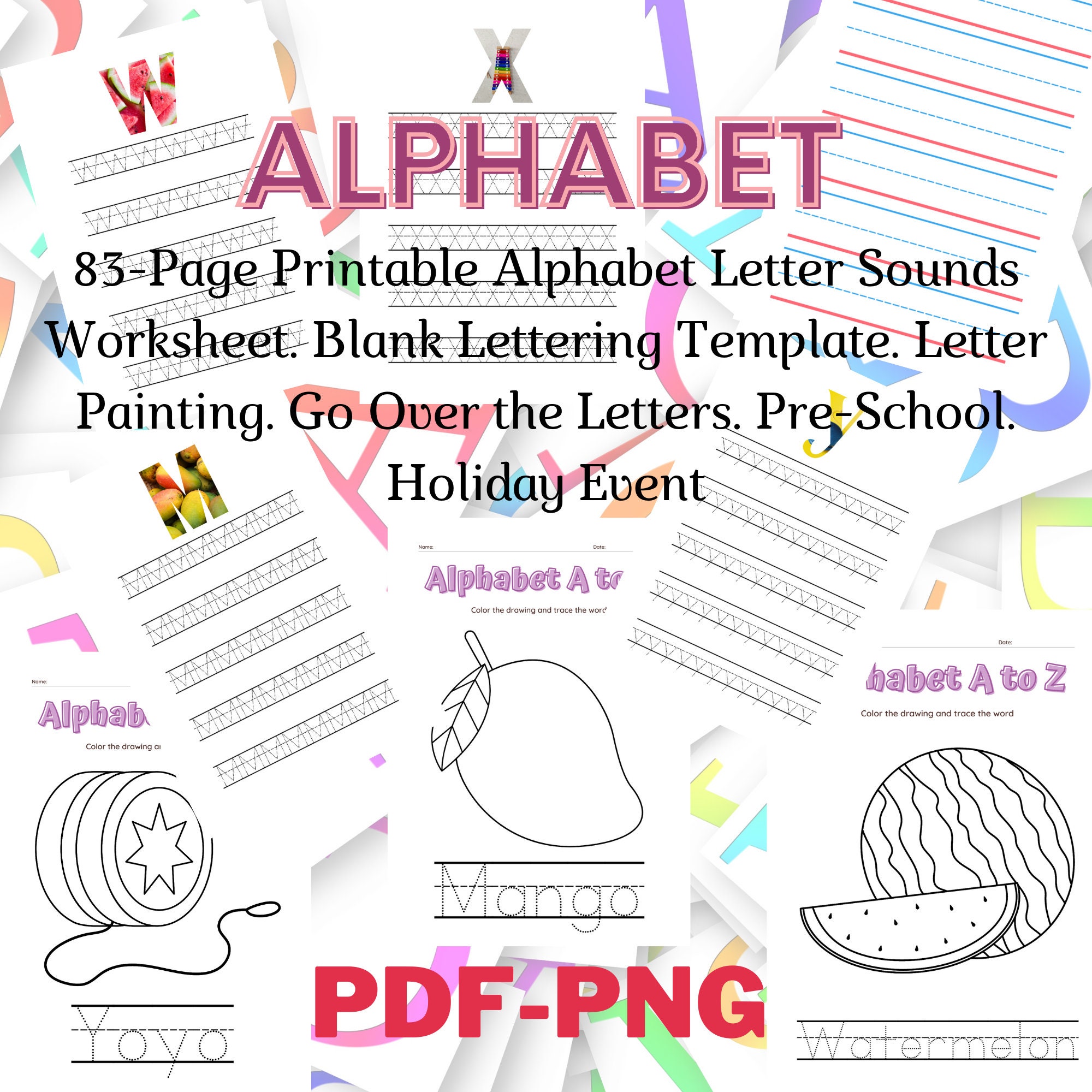 83-page Printable Alphabet Letter Sounds Worksheet. Text Template ...