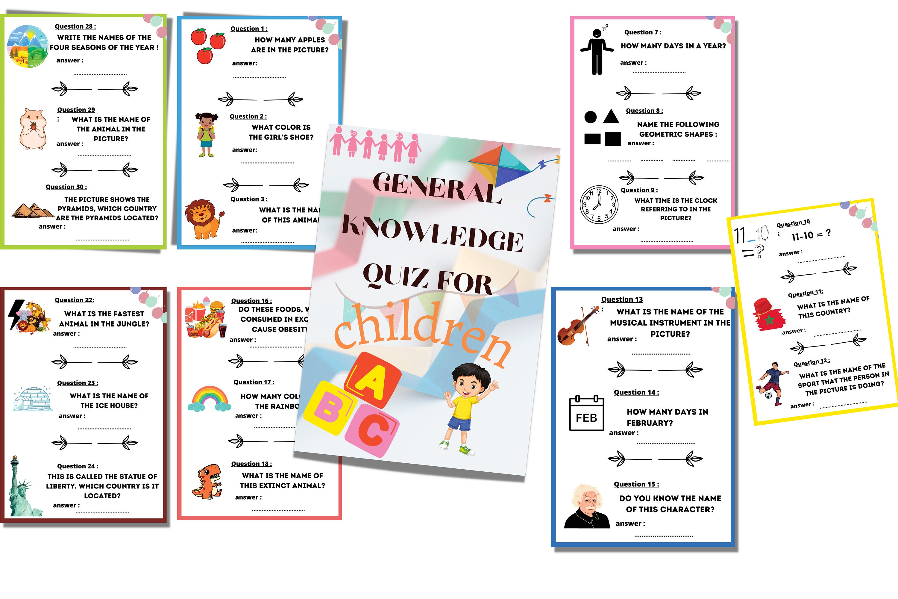 Quiz for Kids | Children's General Knowledge Quiz | PDF A4 Instant ...