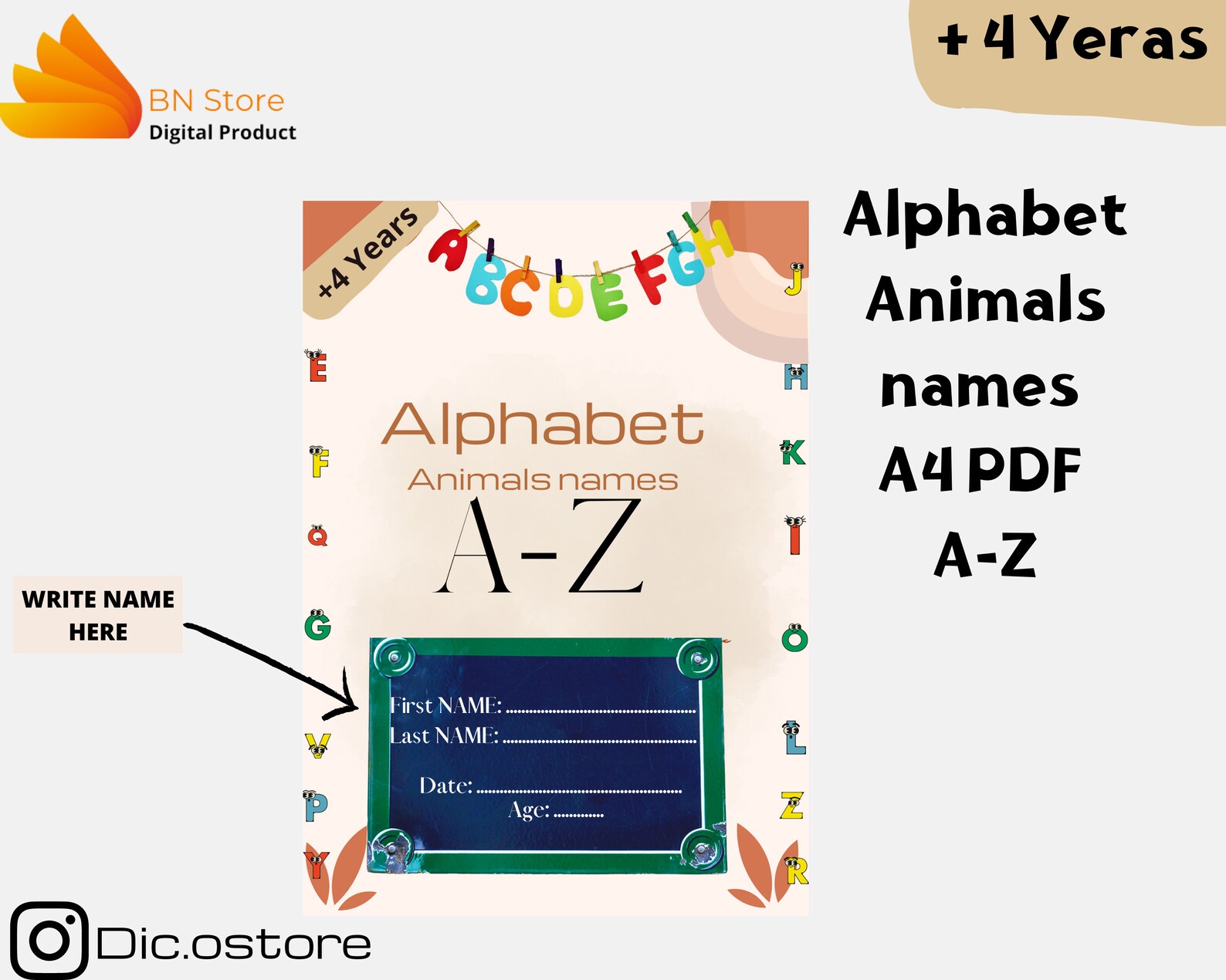 Alphabet Animals Book A-Z Kindergarten Homeschool | Preschool ...
