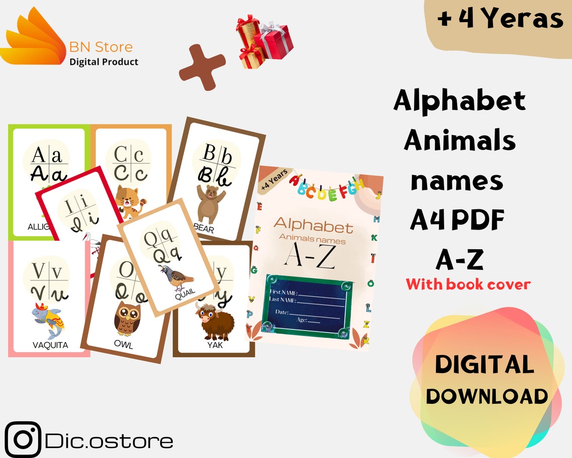 Alphabet Animals Book A-Z Kindergarten Homeschool | Preschool ...