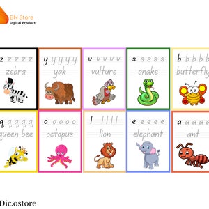 Alphabet Animals Book A-Z Kindergarten Homeschoo | Colorful Animals ...