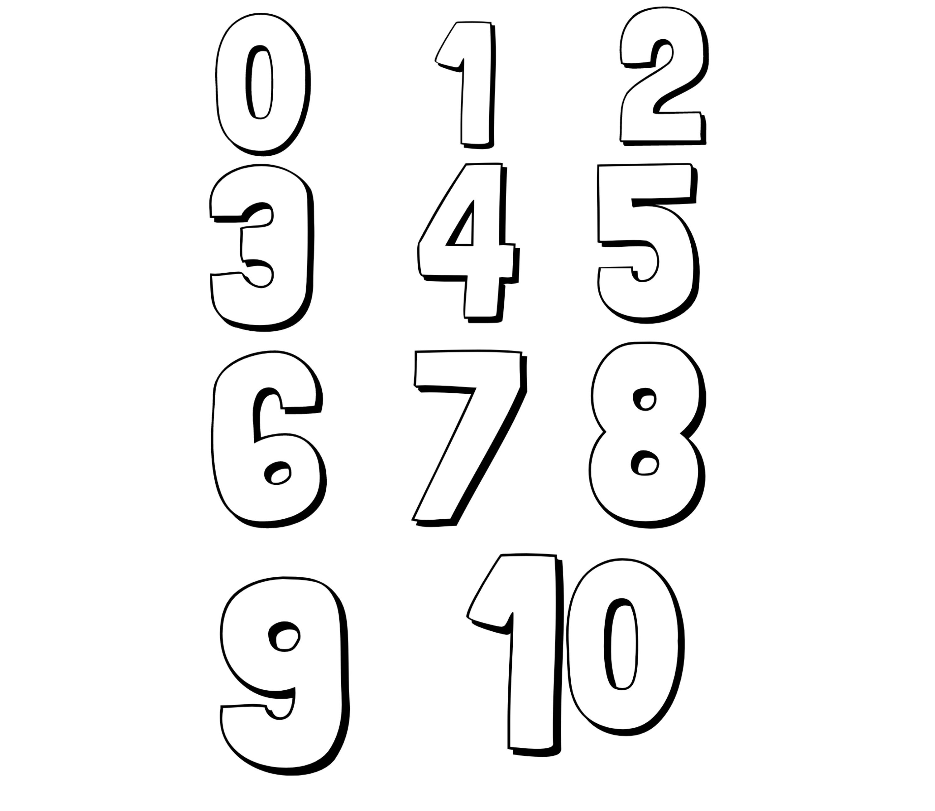 0 - 10 Numbers Printable Coloring Page for Preschool | Pages With Each ...