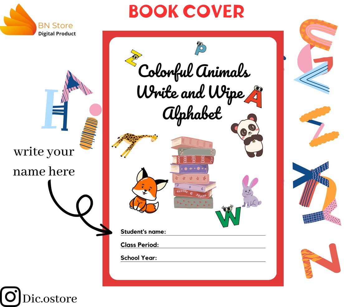 Alphabet Animals Book A-Z Kindergarten Homeschoo | Colorful Animals ...