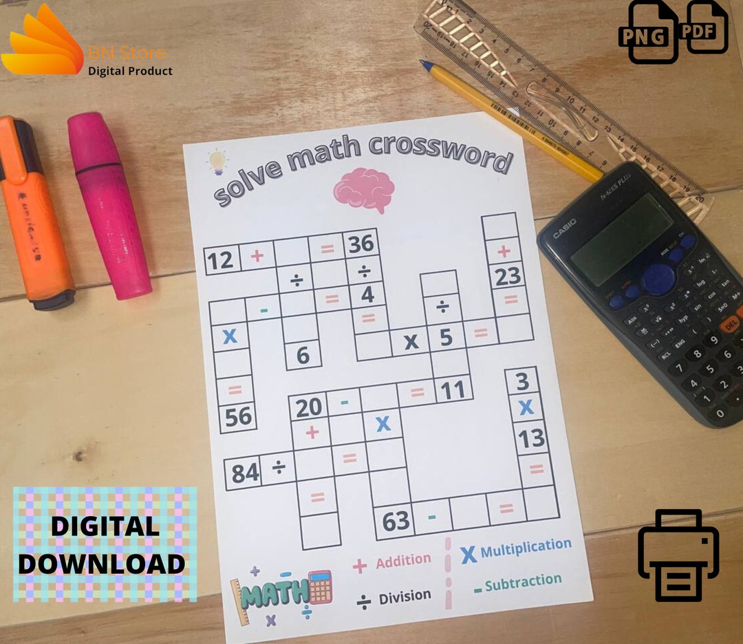 Solve Math Crossword Math Cross Word Puzzle Fill the Missing Numbers ...