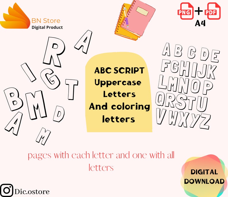 ABC Uppercase Letters Kindergarten Homeschool | Alphabet | Coloring ...