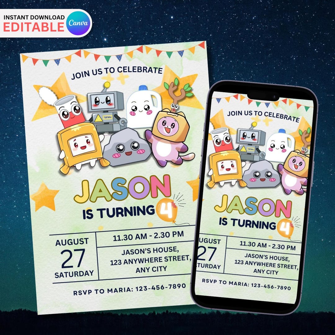 Lankybox Birthday Invitation, Lankybox Birthday, Lankybox Invitation ...