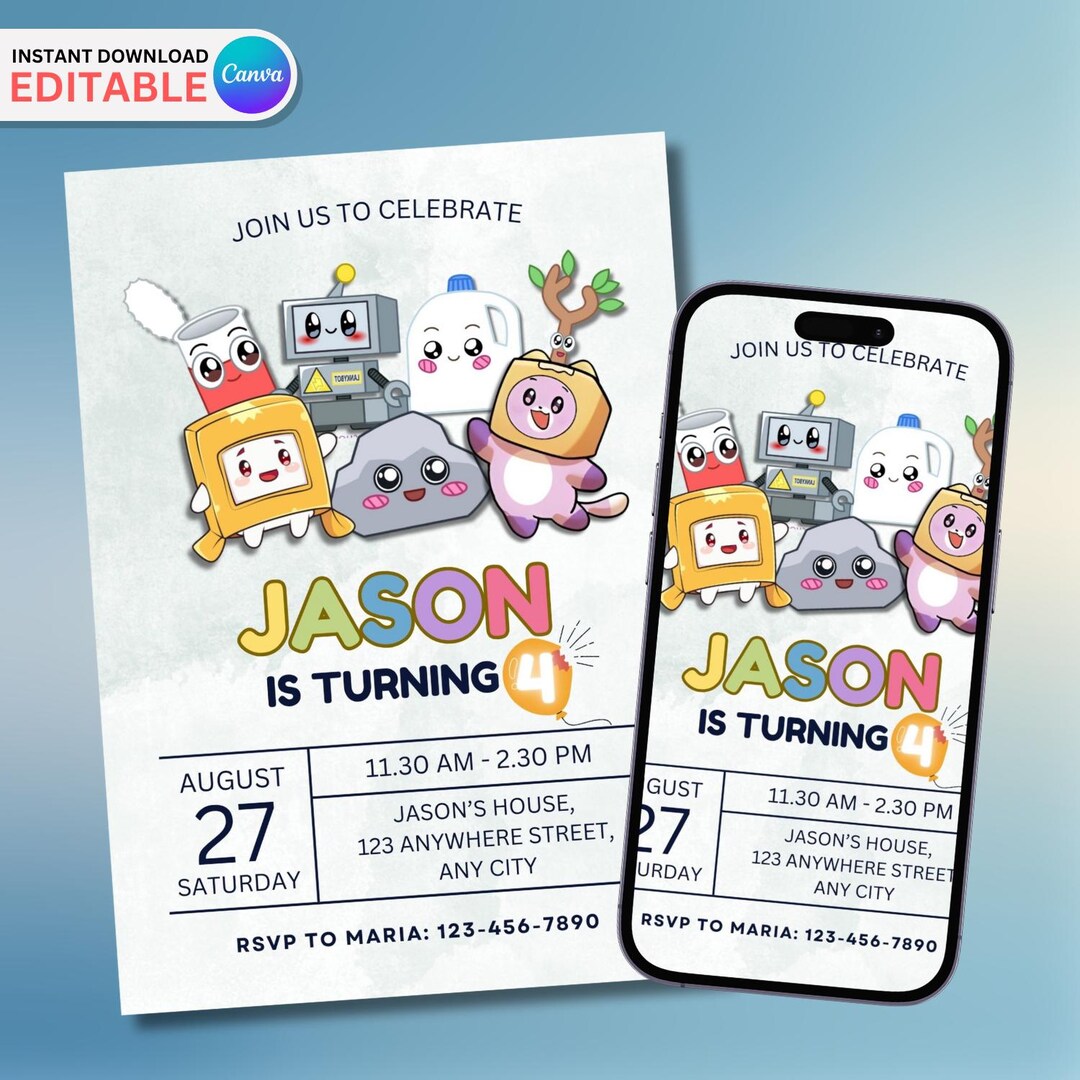 Lankybox Birthday Invitation, Lankybox Birthday, Lankybox Invitation ...