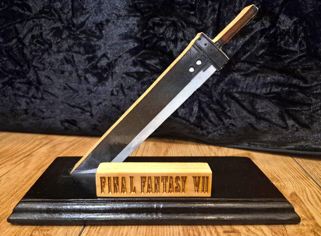 Handmade Gaming Display | Buster Sword on Wooden Base | Final Fantasy ...