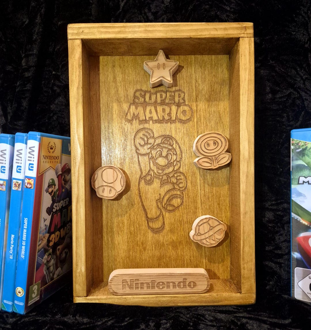 Handmade Super Mario Wooden Display Box | Laser Engraved Gamer Decor - Etsy