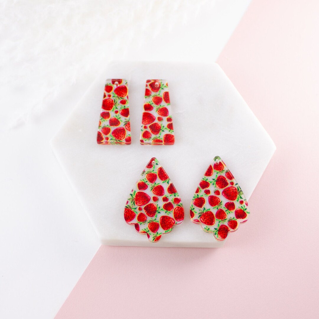 Strawberry Earring Blanks Earring Findings Acrylic Earring - Etsy
