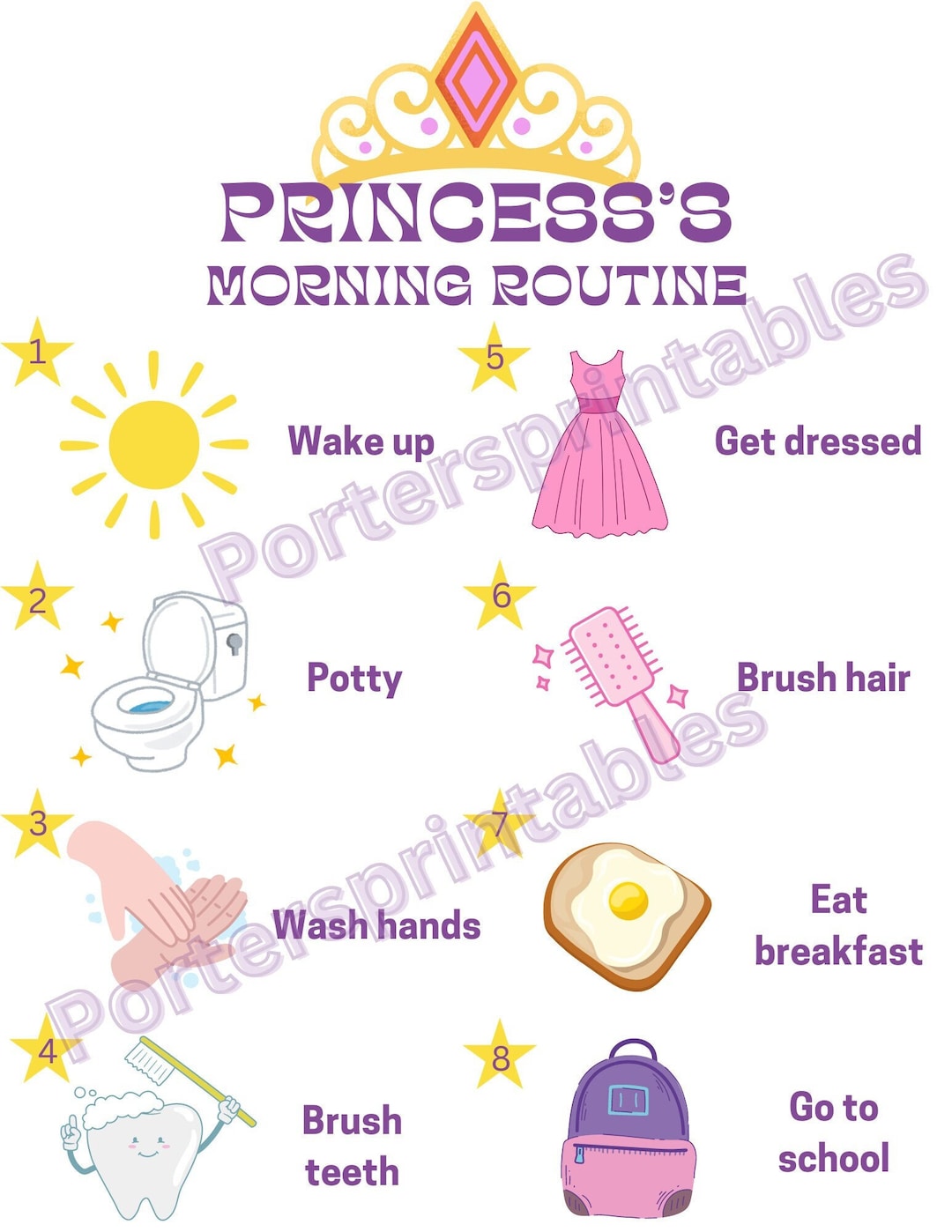 Princess Morning Routine Chart for Kids: Make Every Morning Magical - Etsy