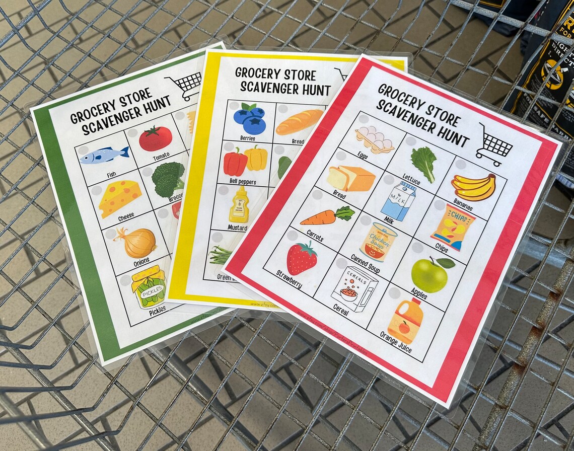 Grocery Store Scavenger Hunt Printable, Kids Grocery Store List, Kids ...