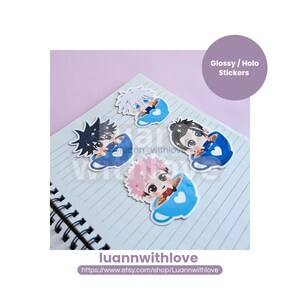 JJJK Chibi Anime Small Sticker Pack, Hologram Vinyl Sorcerers - Etsy