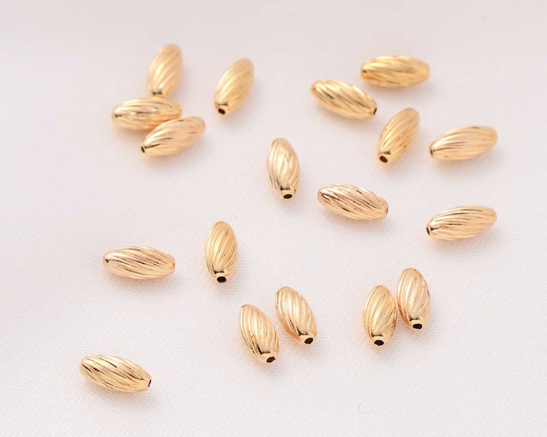 50PCS 14K Gold Filled Rice Beads, Necklace Separated Beads DIY Handmade ...