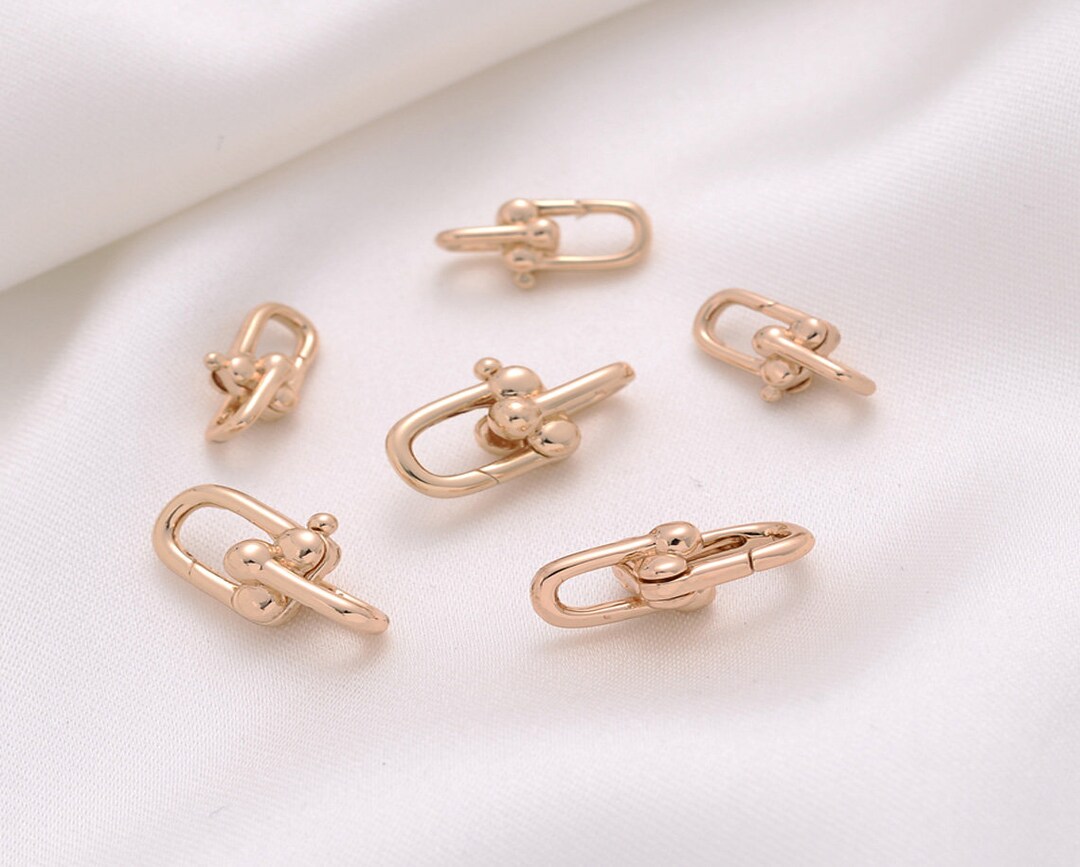 4PCS 14k Gold Filled Double U Shaped Spring Buckle Manual DIY Bracelet ...