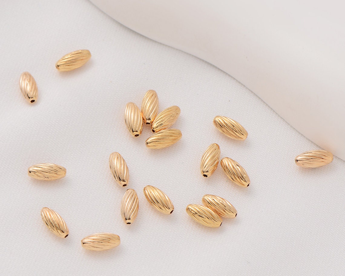50PCS 14K Gold Filled Rice Beads, Necklace Separated Beads DIY Handmade ...