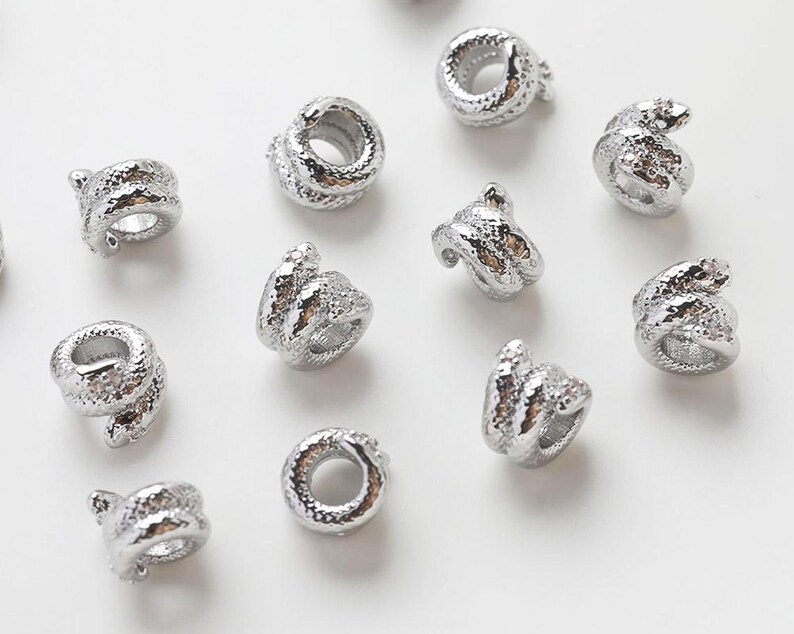 8pcs Dainty Snake Shape Design Separated Beads, for Jewelry Making ...
