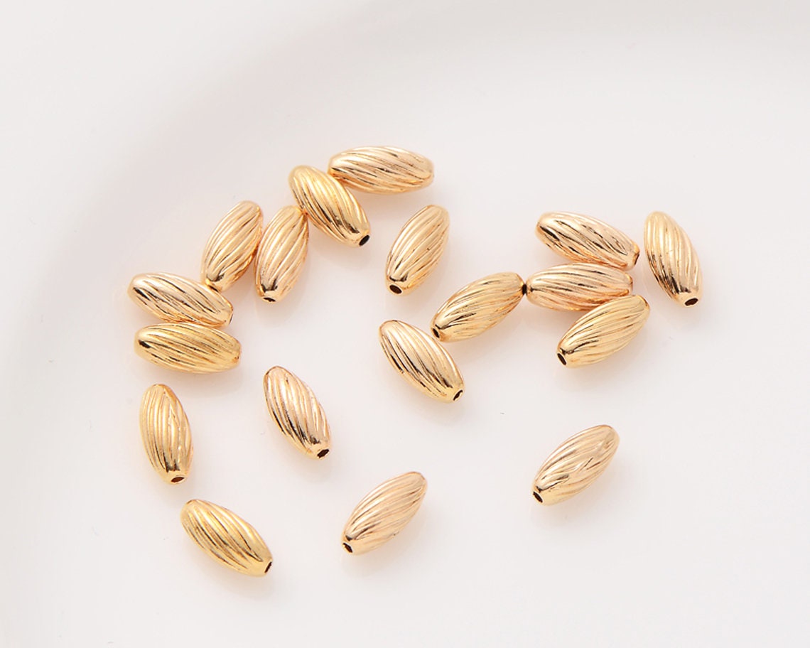 50PCS 14K Gold Filled Rice Beads, Necklace Separated Beads DIY Handmade ...
