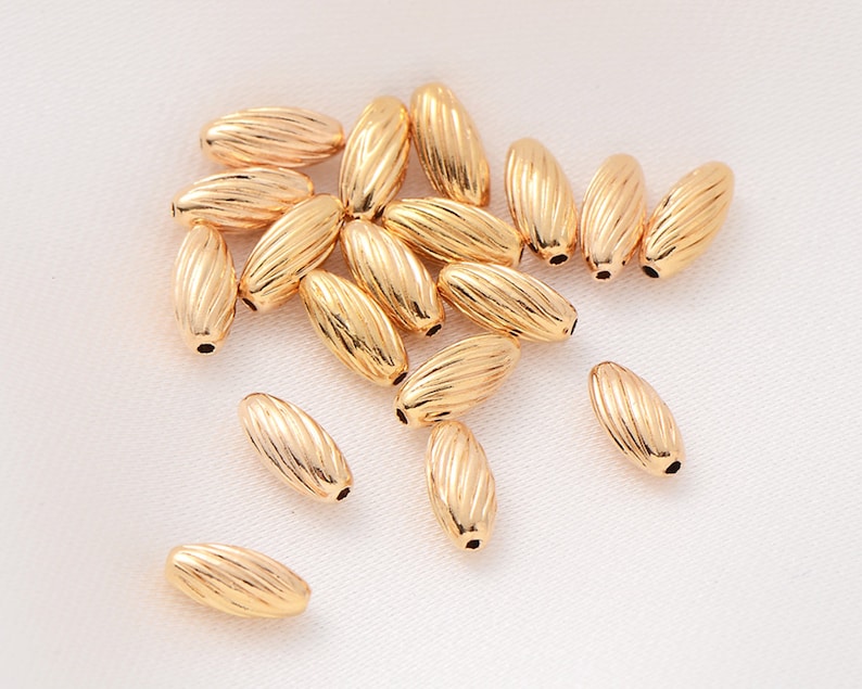50PCS 14K Gold Filled Rice Beads, Necklace Separated Beads DIY Handmade ...