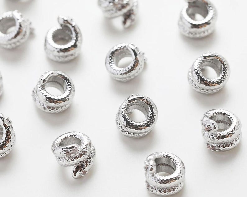 8pcs Dainty Snake Shape Design Separated Beads, for Jewelry Making ...
