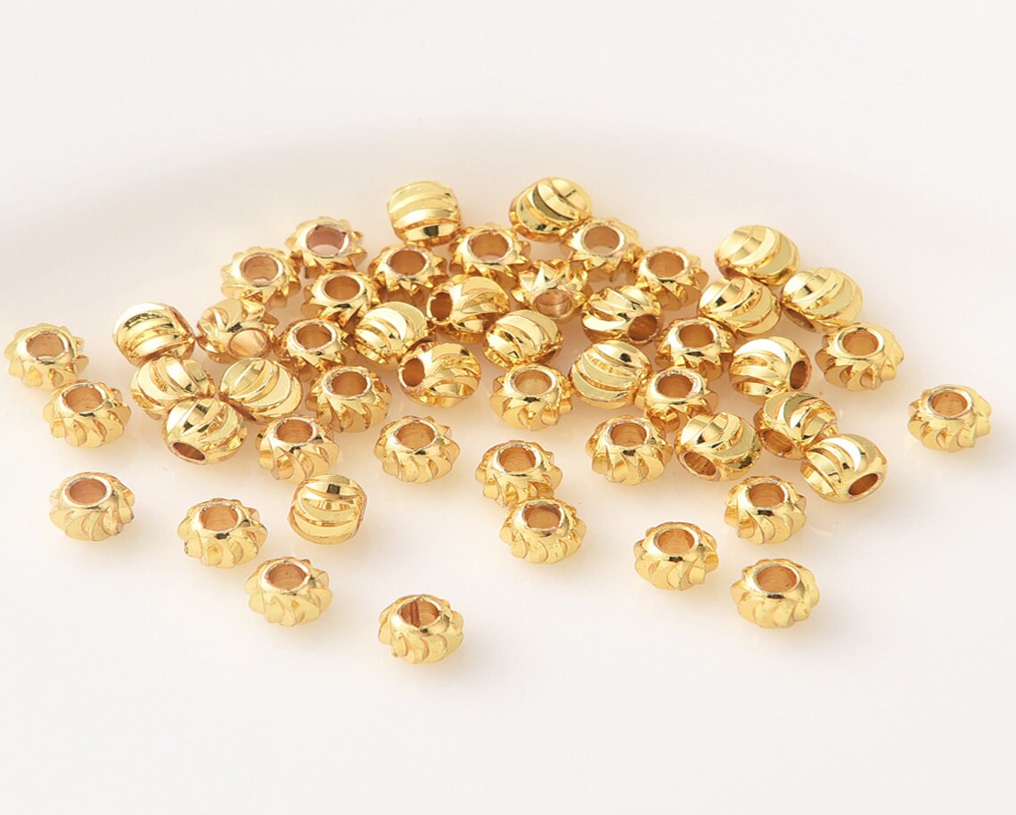 100PCS Gold Filled Textured Bead Separator Handmade DIY Jewelry Beads ...