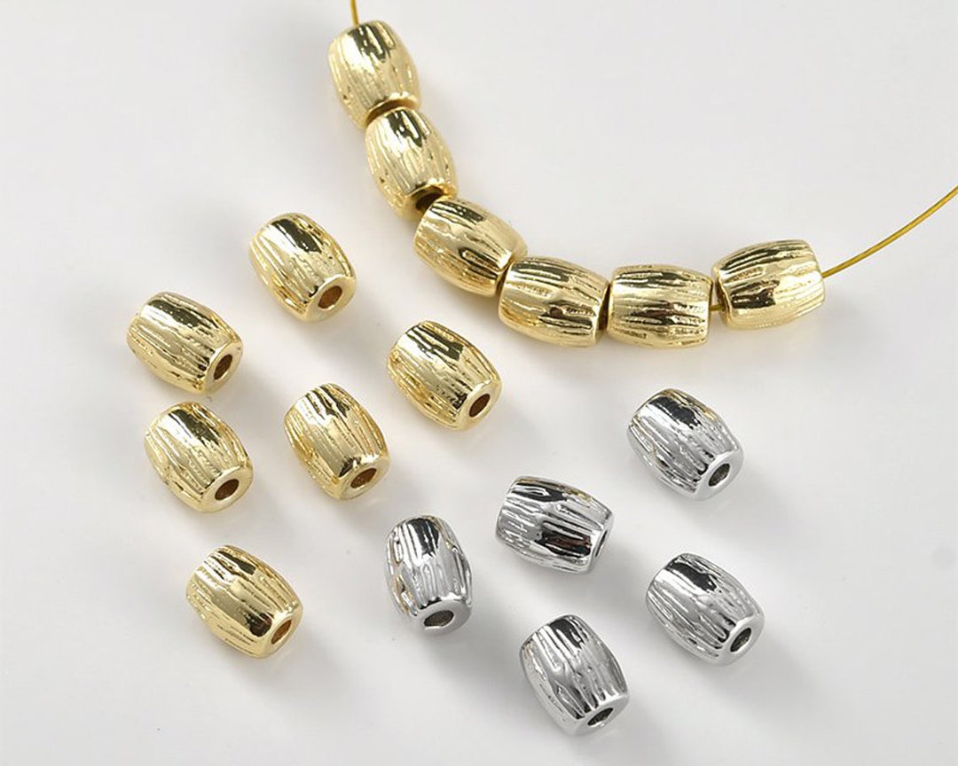 10PCS 14k Gold Plated Surface Texture Design Jewelry Septum Bead DIY ...