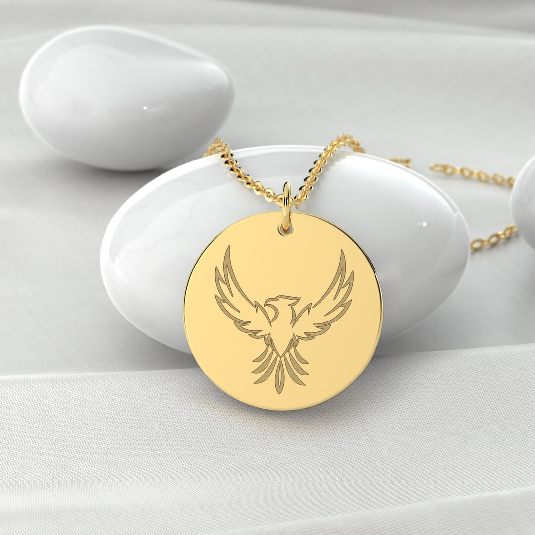 Pure Solid Gold Phoenix Necklace, Phoenix Pendant, Bird Necklace ...