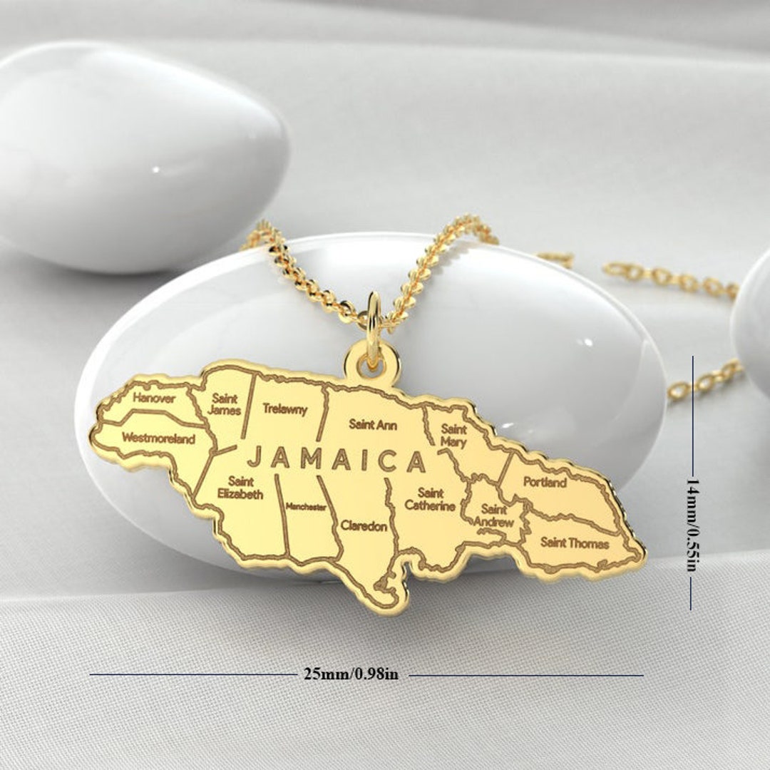 14k Gold Jamaica Map Necklace Unique and Meaningful Jewelry for Travel ...