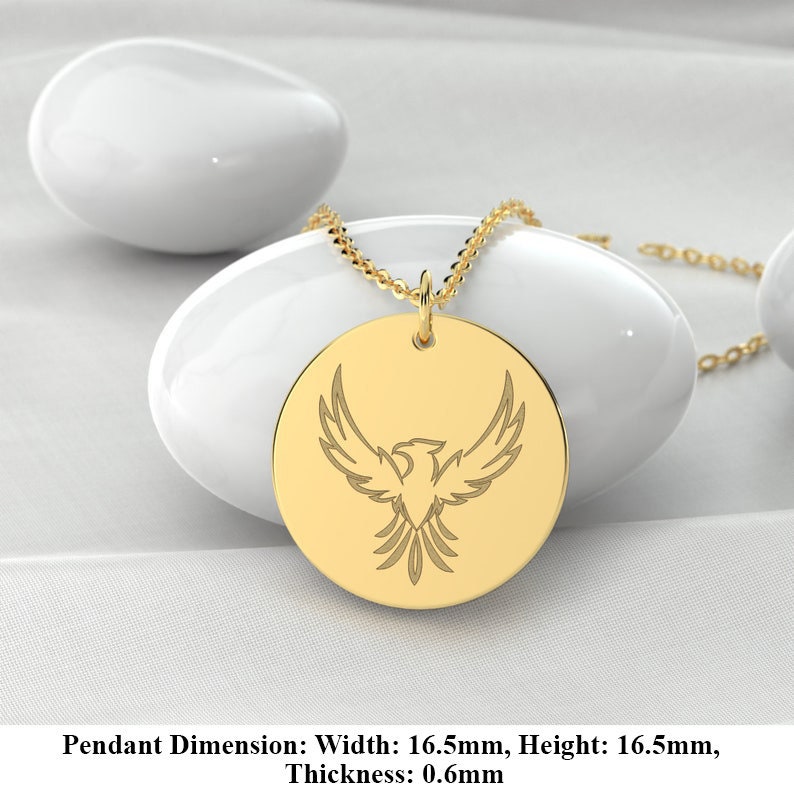 Pure Solid Gold Phoenix Necklace, Phoenix Pendant, Bird Necklace ...