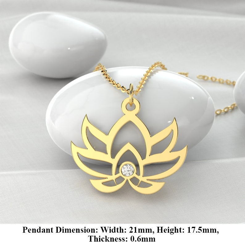 Real Solid Gold Lotus Necklace, Lotus Pendant, Lotus Flower Pendant ...
