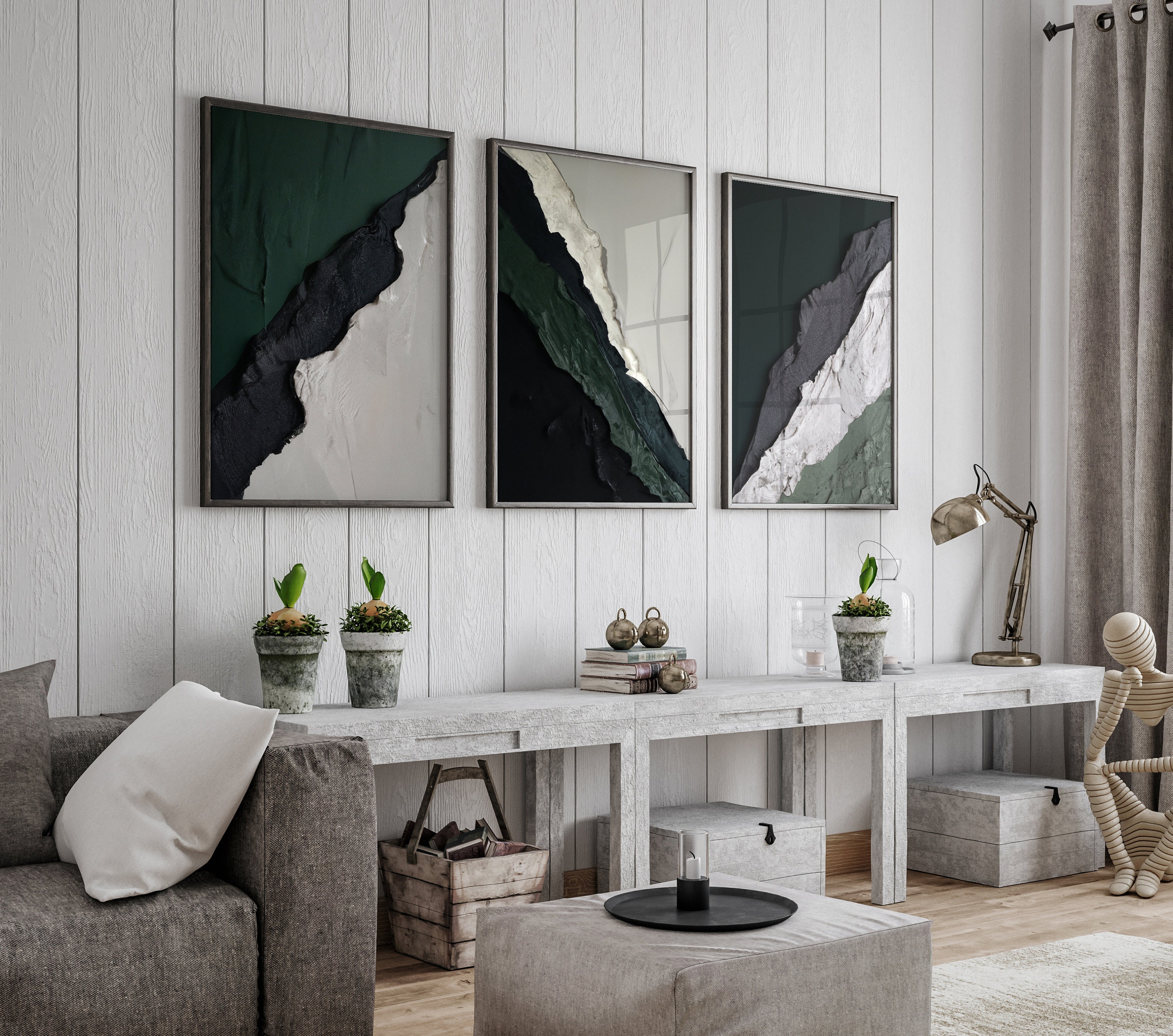 Abstract Boho 3D Texture Wall Art Set of 3 PRINTABLE Art,neutral Fabric ...