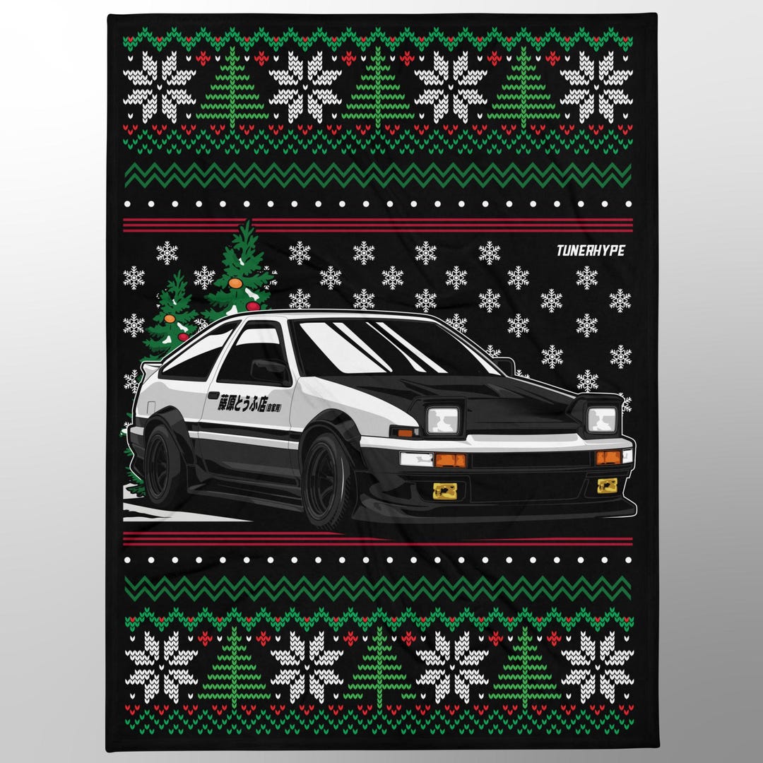 JDM Ugly Christmas Blanket TRUENO AE86 Ugly Xmas Sweater Car Guy ...