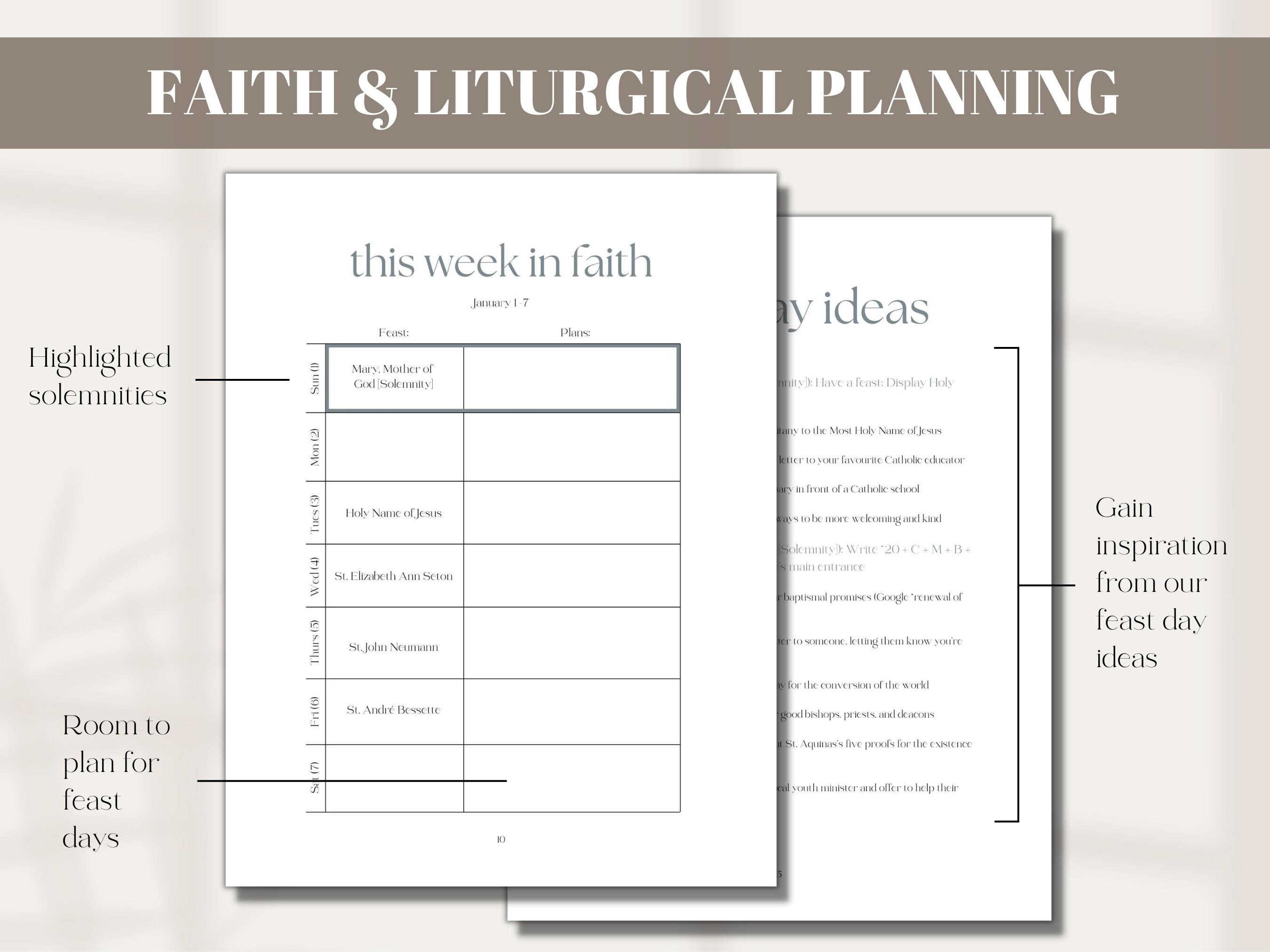 Catholic Planner, January 2023, Liturgical Living, Printable Planner ...