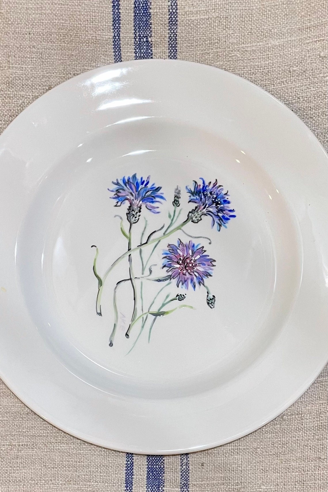 Hand Painted Ironstone Dish With Cornflower - Etsy