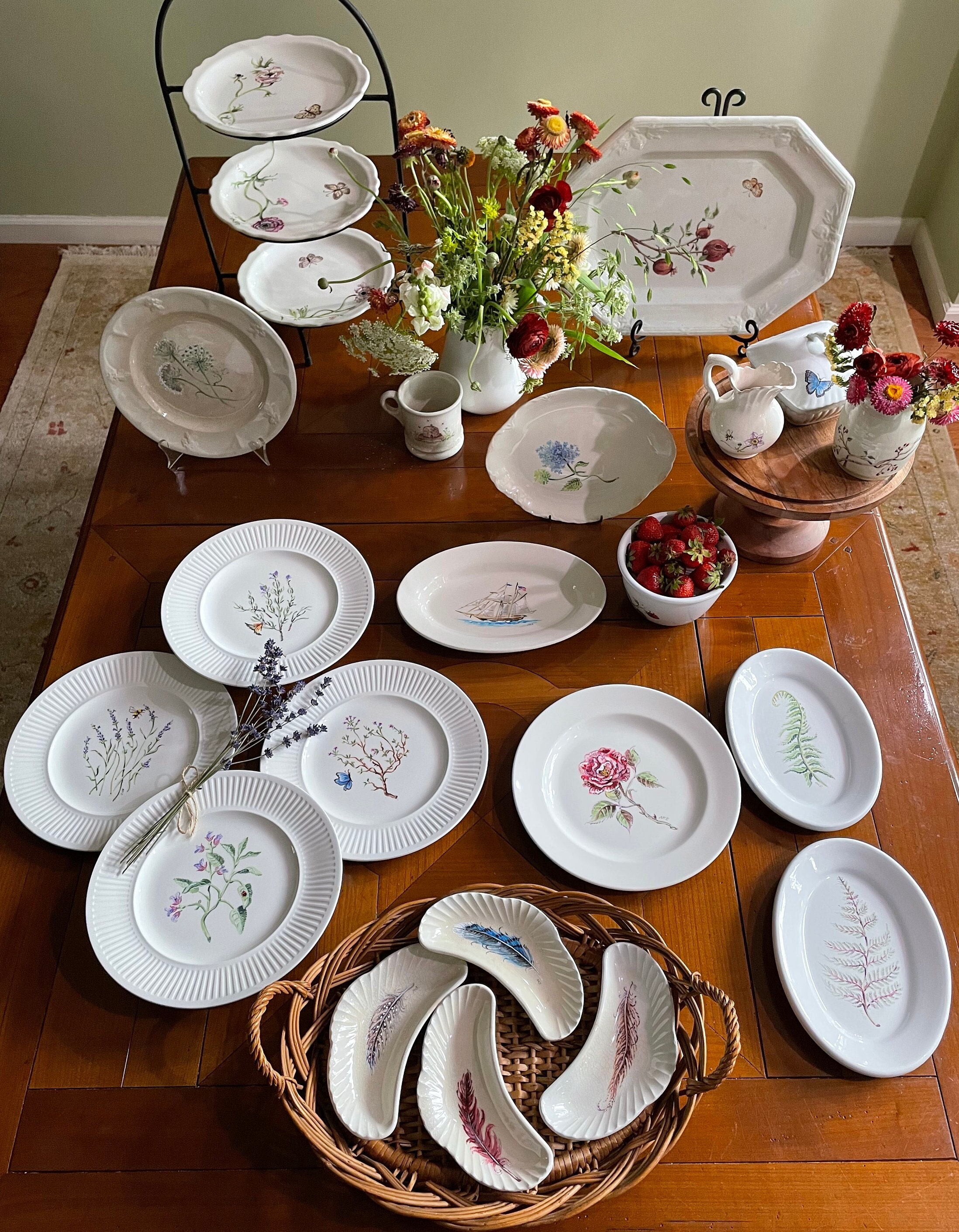 Hand Painted Ironstone Dish With Cornflower - Etsy
