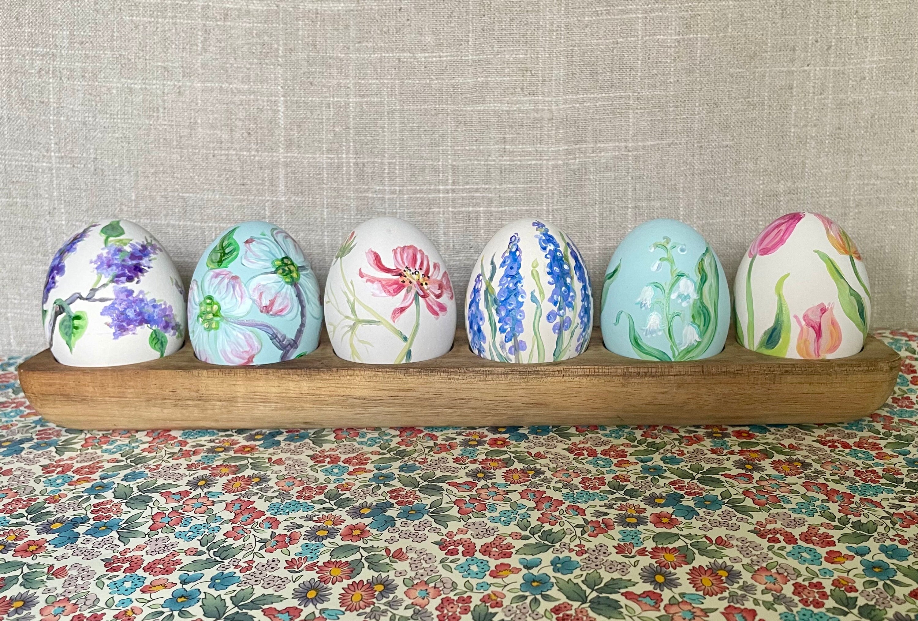 Hand Painted Ceramic Easter Egg With Muscari Hyacinths - Etsy